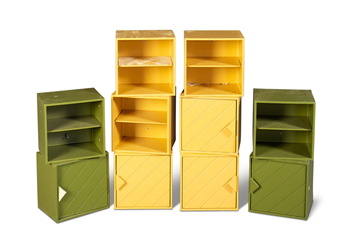 SET OF 10 SPACE AGE WALL MOUNTED STORAGE CABINETS