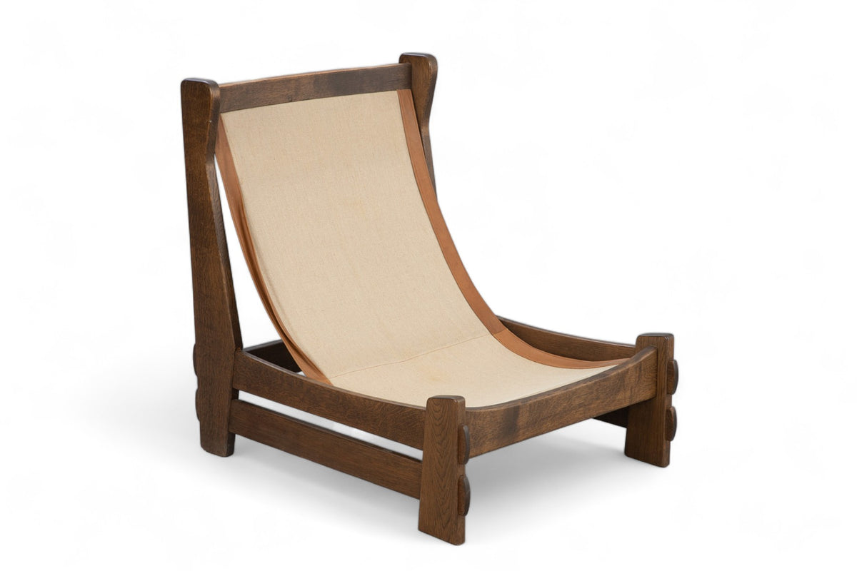 CARL STRAUB HIGHBACK LOUNGE CHAIR IN OAK + LEATHER