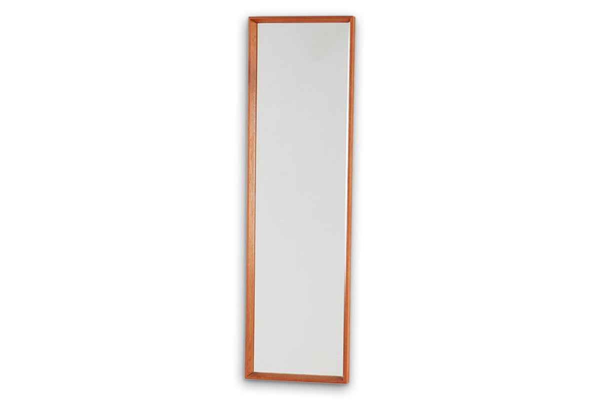 LONG TEAK FRAMED WALL MIRROR