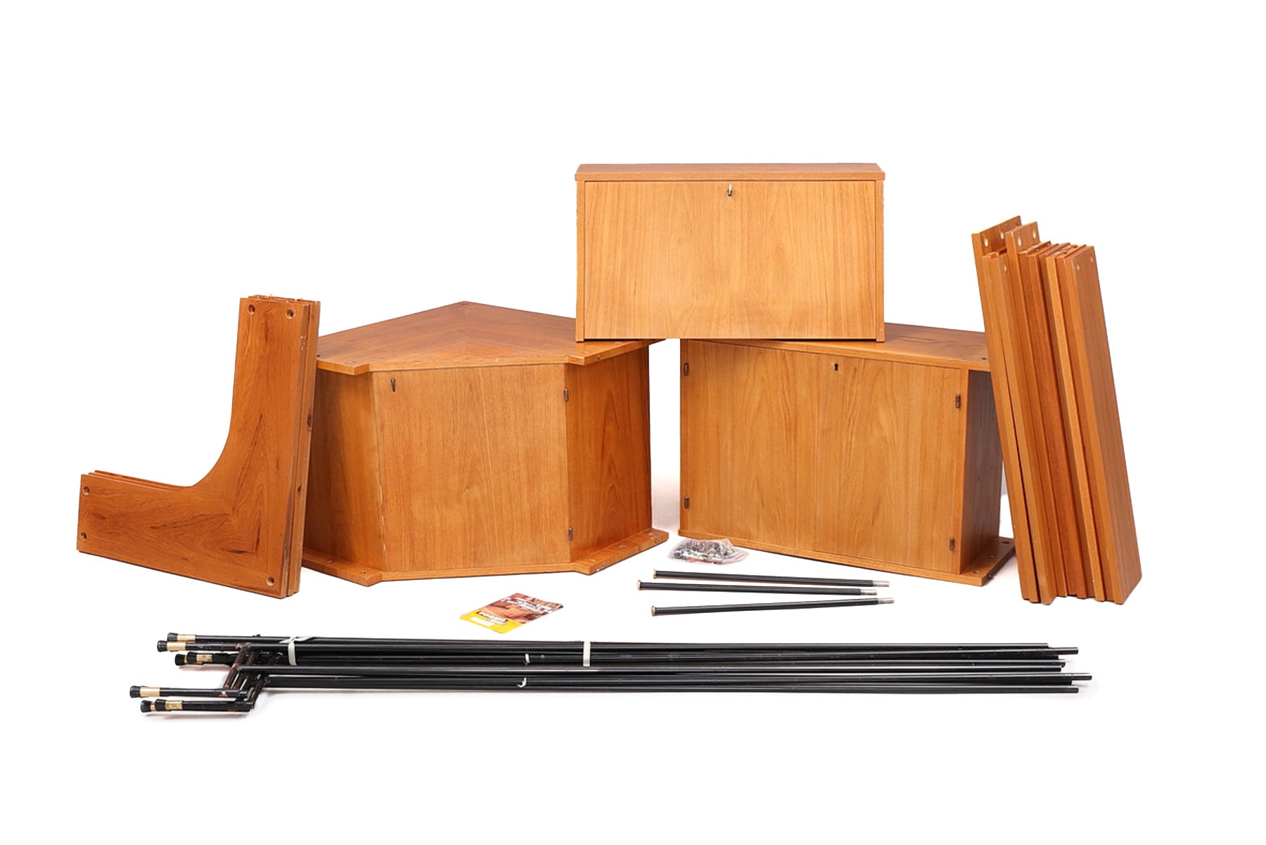 "PREMO" FREESTANDING CORNER WALL UNIT IN TEAK