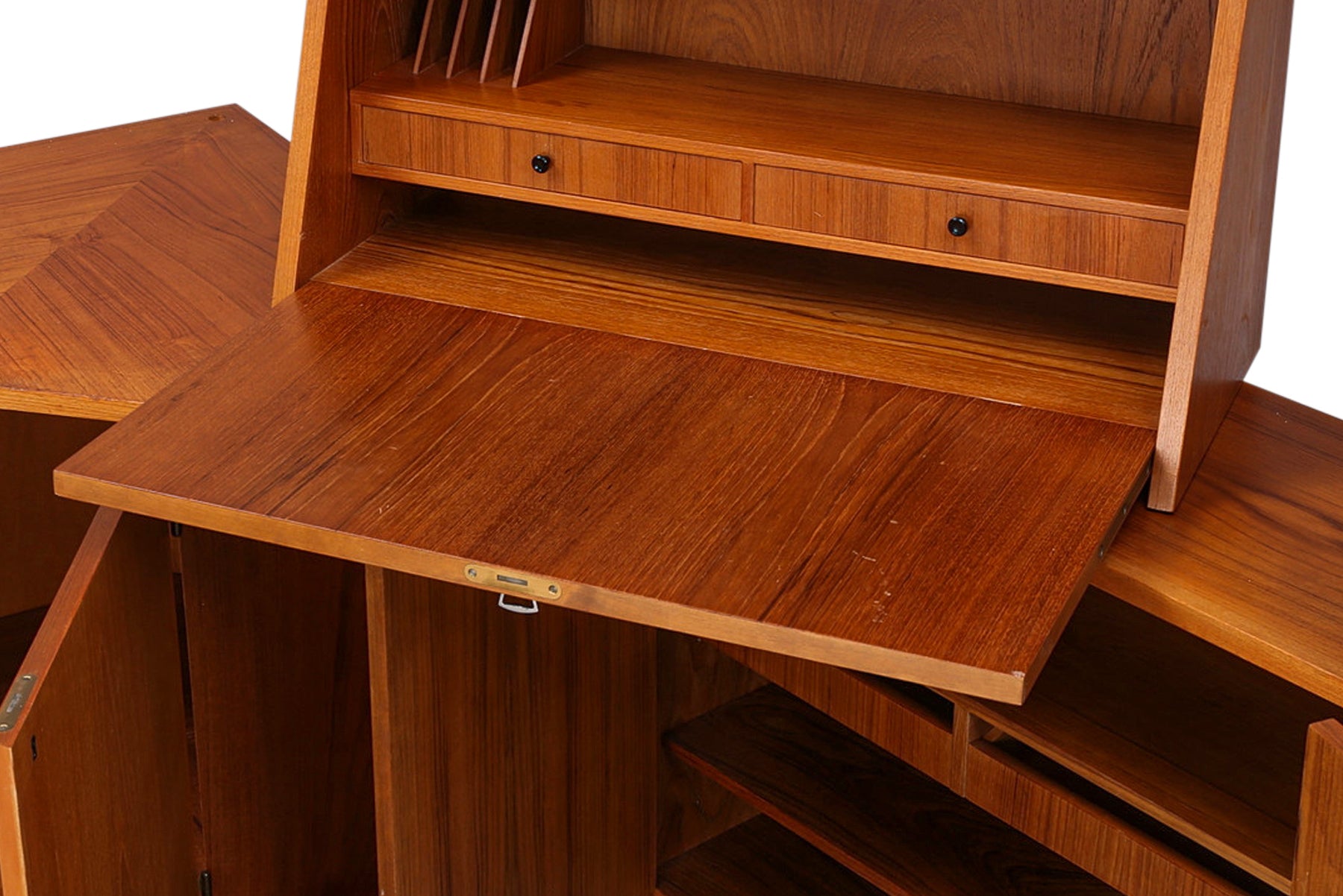 "PREMO" FREESTANDING CORNER WALL UNIT IN TEAK