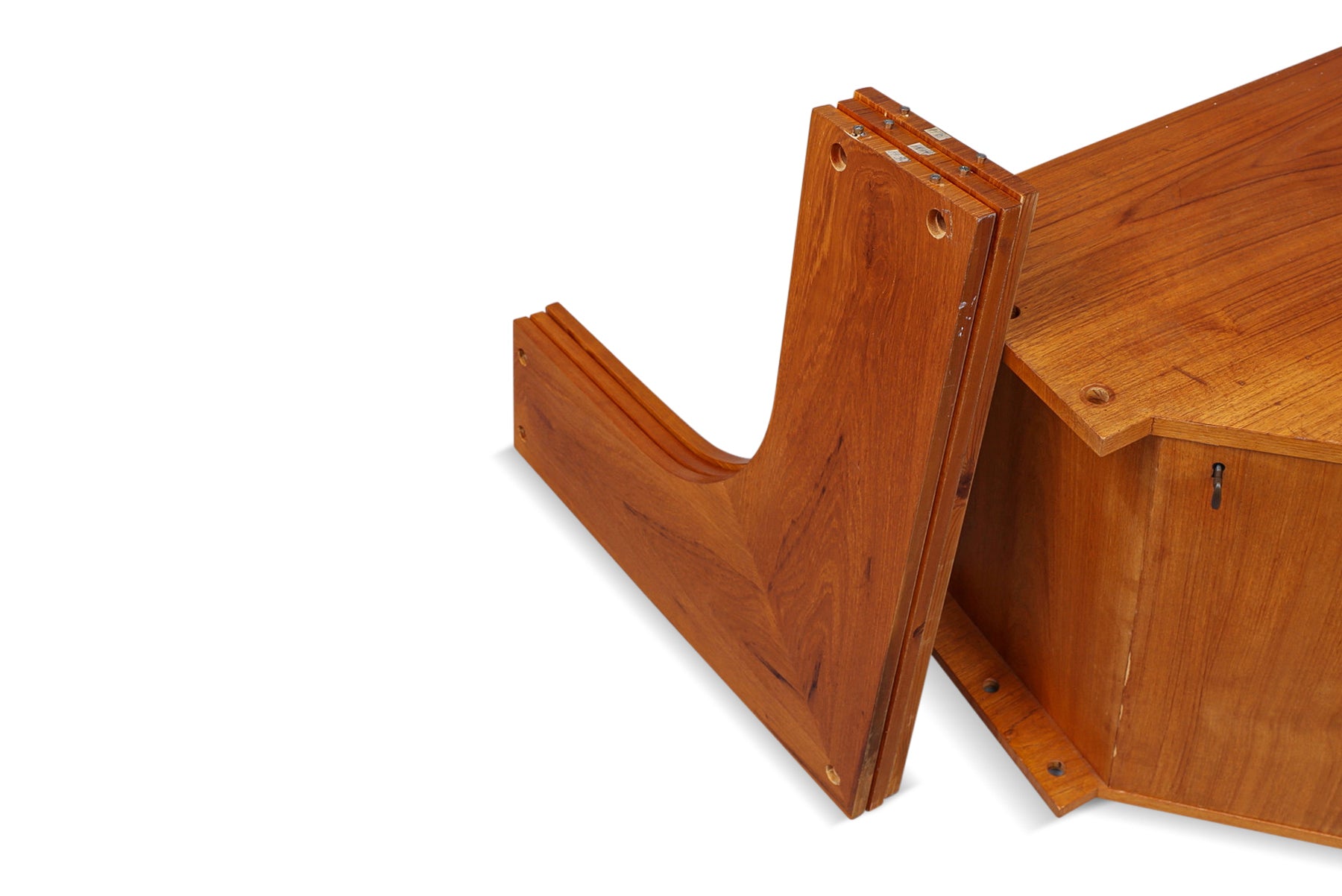 "PREMO" FREESTANDING CORNER WALL UNIT IN TEAK