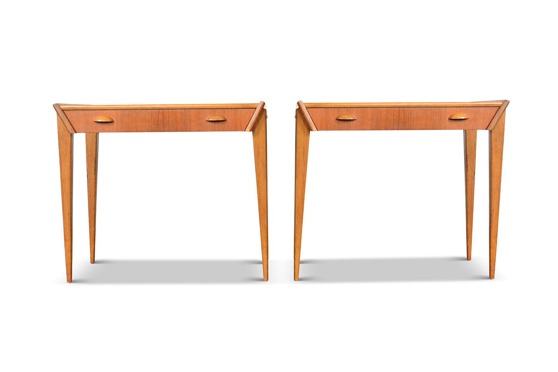 PAIR OF ATOMIC TEAK + OAK SWEDISH MODERN NIGHTSTANDS